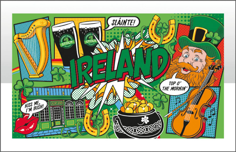 Ireland Pop Art Tea Towel - The Gift Wholesaler