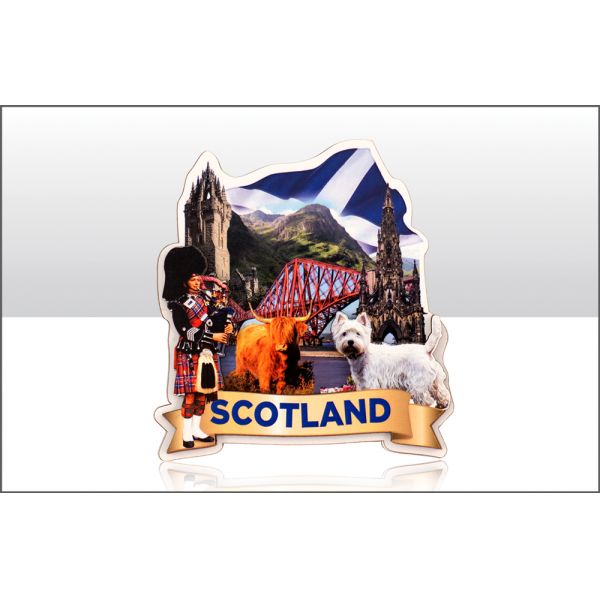 Scotland Montage Scroll 3D Layered Magnets - The Gift Wholesaler