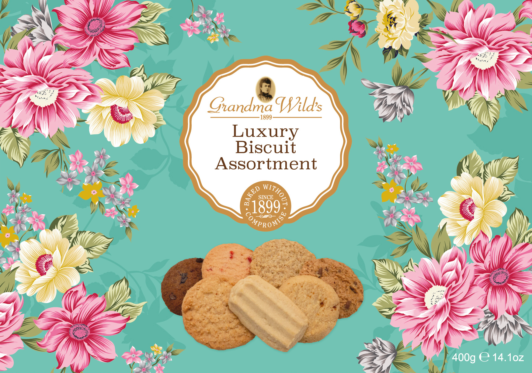 Victorian Floral Luxury Biscuit Selection 12 x 400g - The Gift Wholesaler