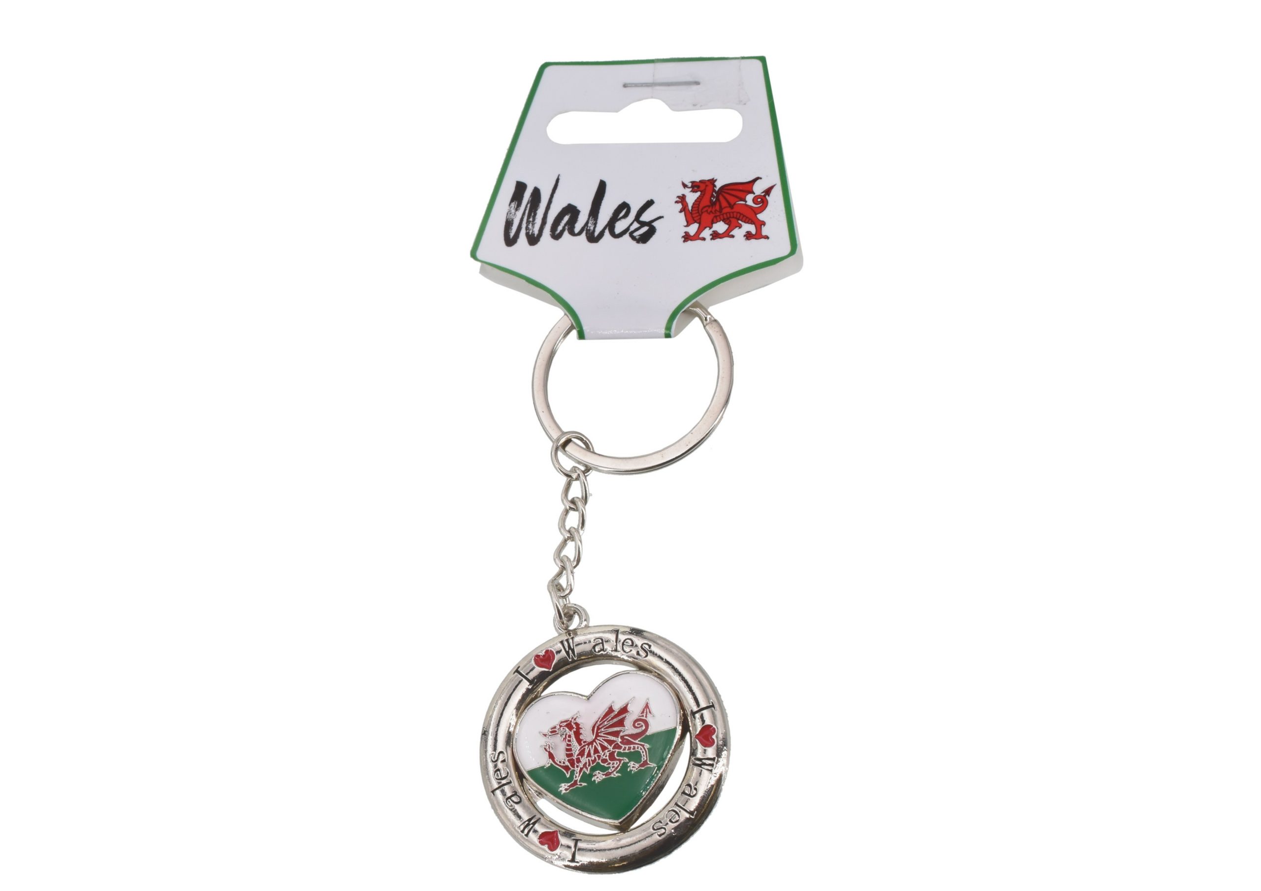 WALES METAL KEYRING HEART FLAG - The Gift Wholesaler