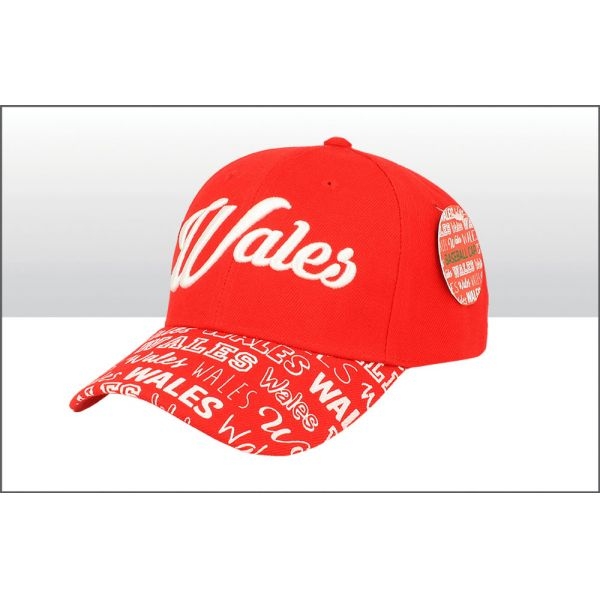 Wales Printed Peak Baseball Cap - The Gift Wholesaler