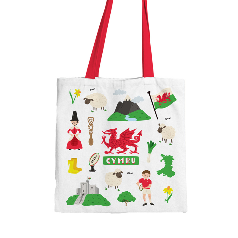 Welsh Dragon Wales (Cymru) Reusable Tote Bag - The Gift Wholesaler