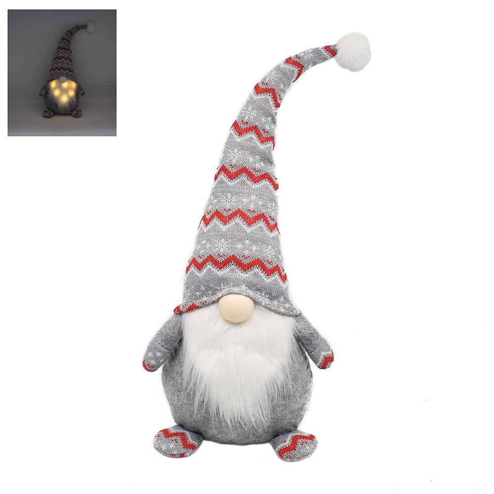 XMAS LIGHT UP GONK GREY 60cm - The Gift Wholesaler